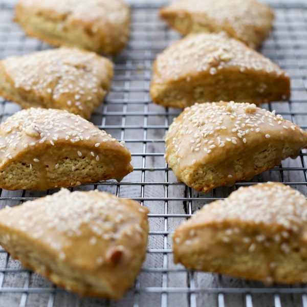 Sesame Scones with Tahini Glaze | Lefty Spoon